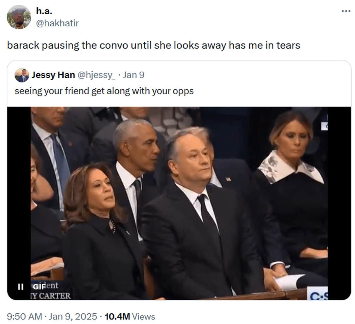 Trump And Obama Seen Laughing At Jimmy Carter’s Funeral—Cue The Memes