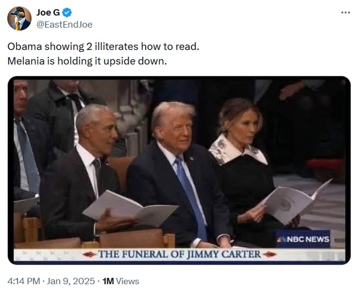 Trump And Obama Seen Laughing At Jimmy Carter’s Funeral—Cue The Memes