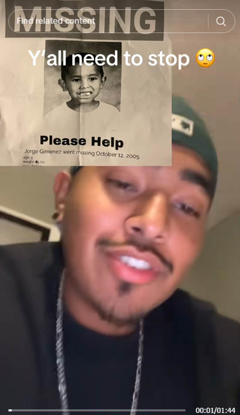 TikToker Adrian Peru's discovery of his own missing child poster sparks ...