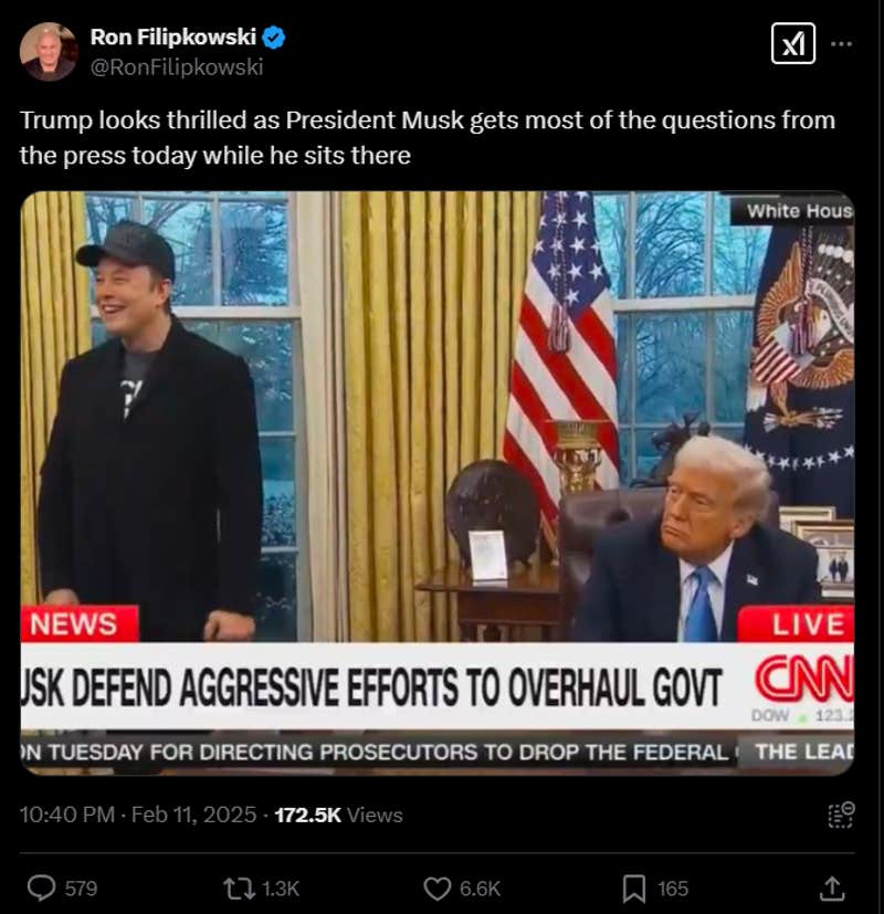 Elon Musk's son X picks his nose during White House press event