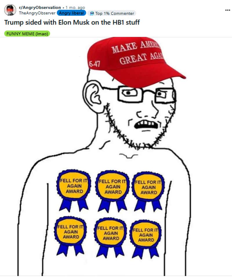 The 'Fell For It Again Award' meme is the new 'Leopards Ate My Face'