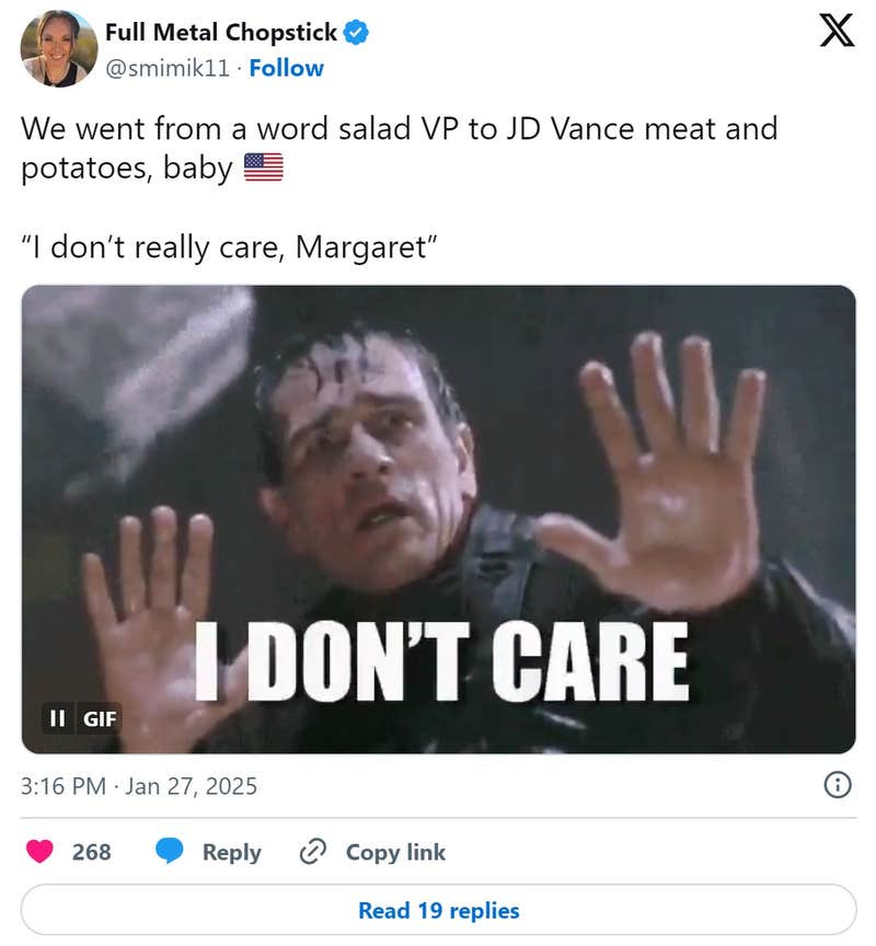 The JD Vance I Don’t Care Margaret Meme, Explained