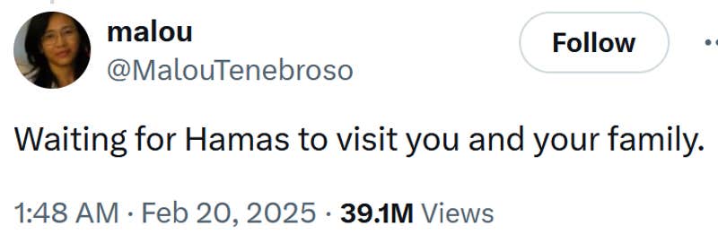 'Me when Hamas visits me and my family': How a threatening tweet ...