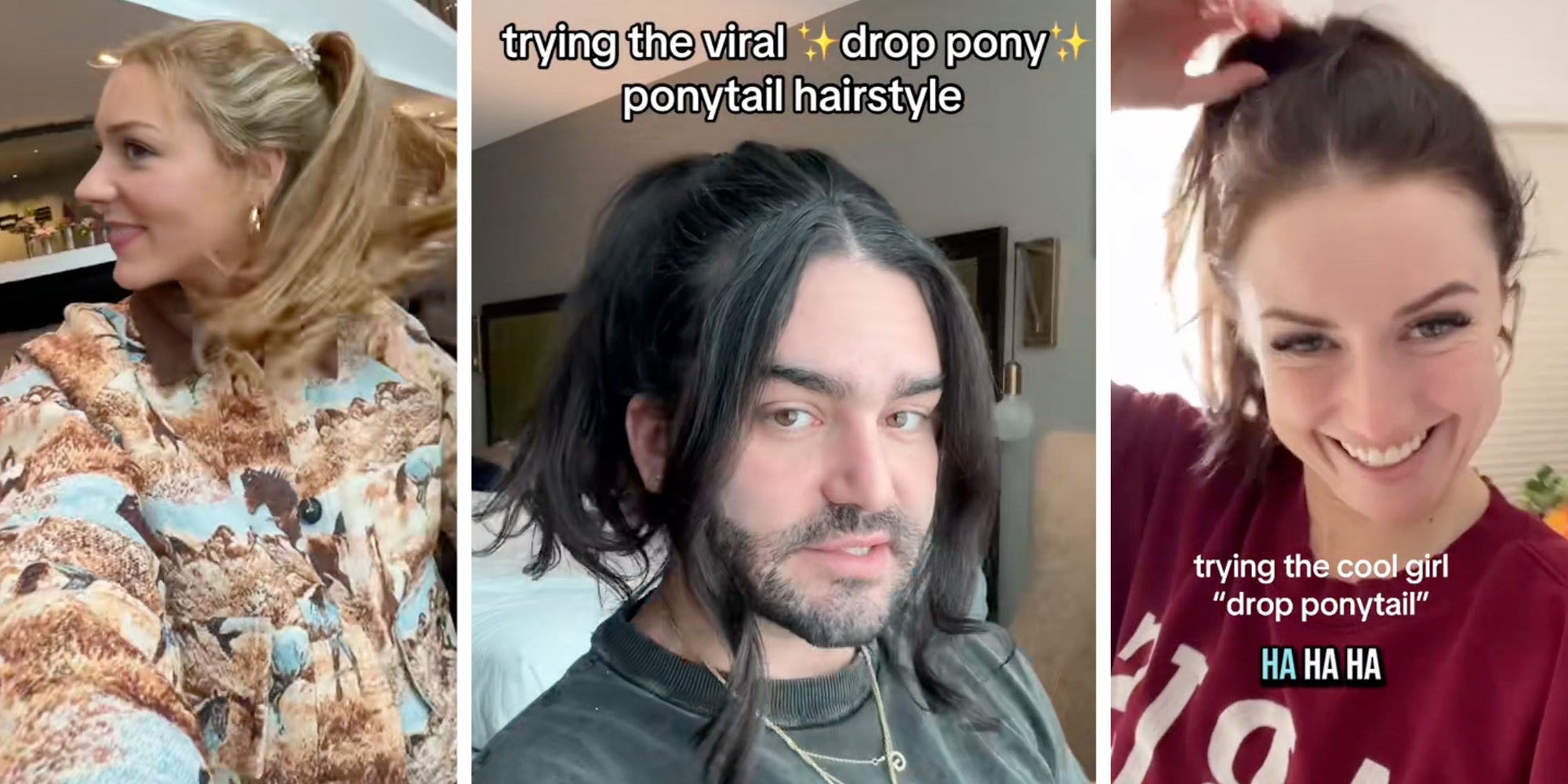 All the cool girlies are wearing drop ponytails. Here's what that is ...