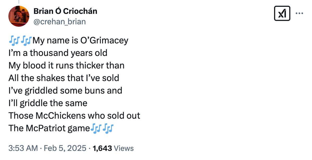 Uncle O’Grimacey is back at McDonald’s—and so are the IRA jokes