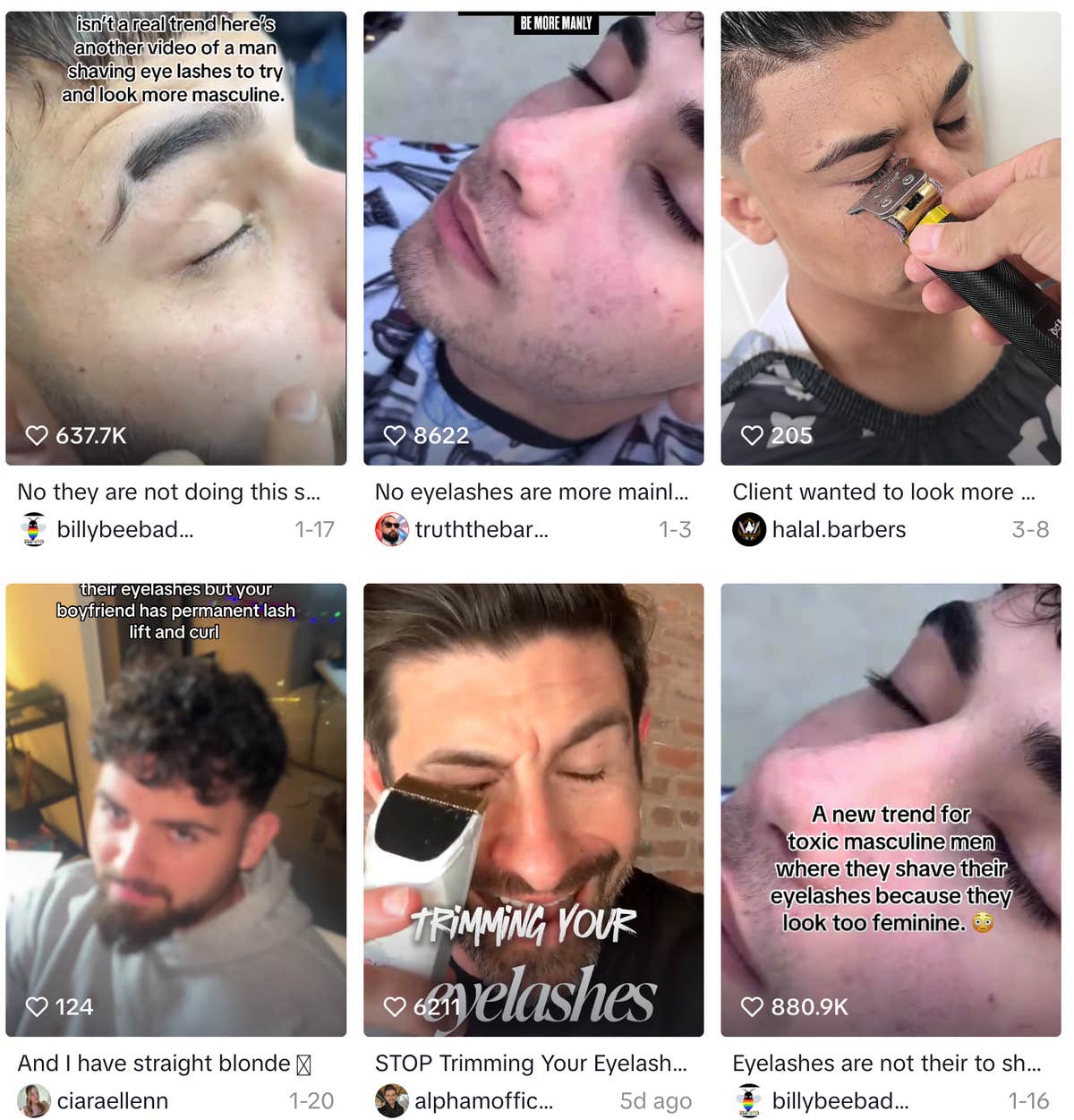 Latest toxic masculinity trend: Shaving off eyelashes for ‘manliness’