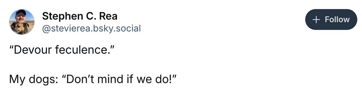 What does 'Devour Feculence' mean and why is it a meme?