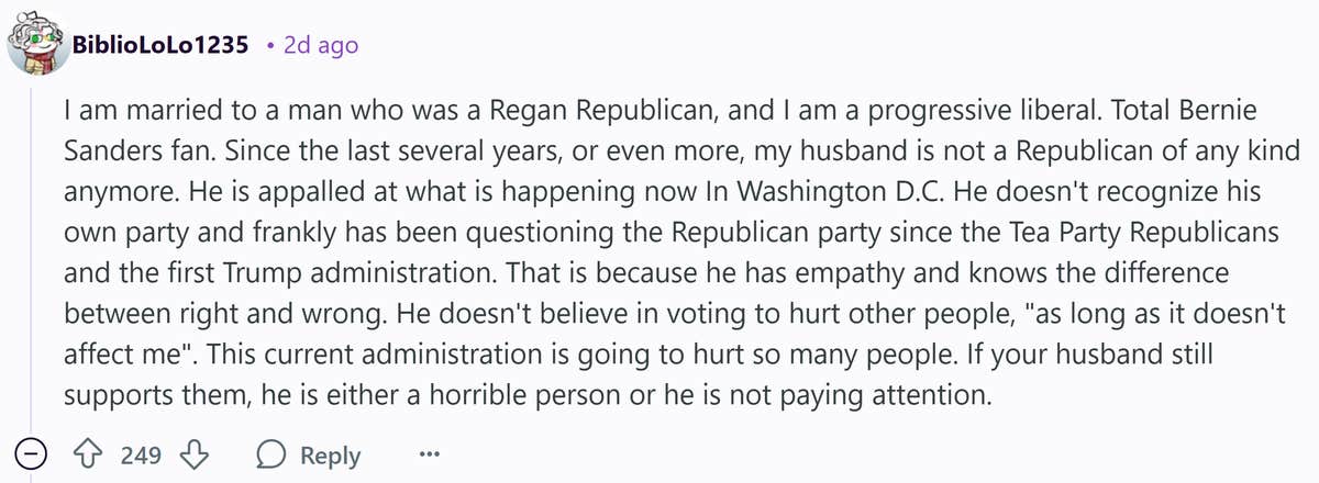'We always agreed on politics—until last year': Wife devastated by ...