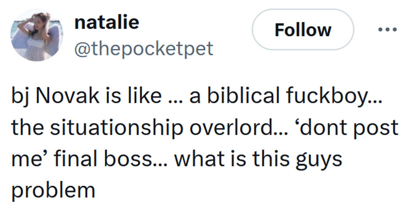 People are being very normal about BJ Novak and Delaney Rowe's relationship