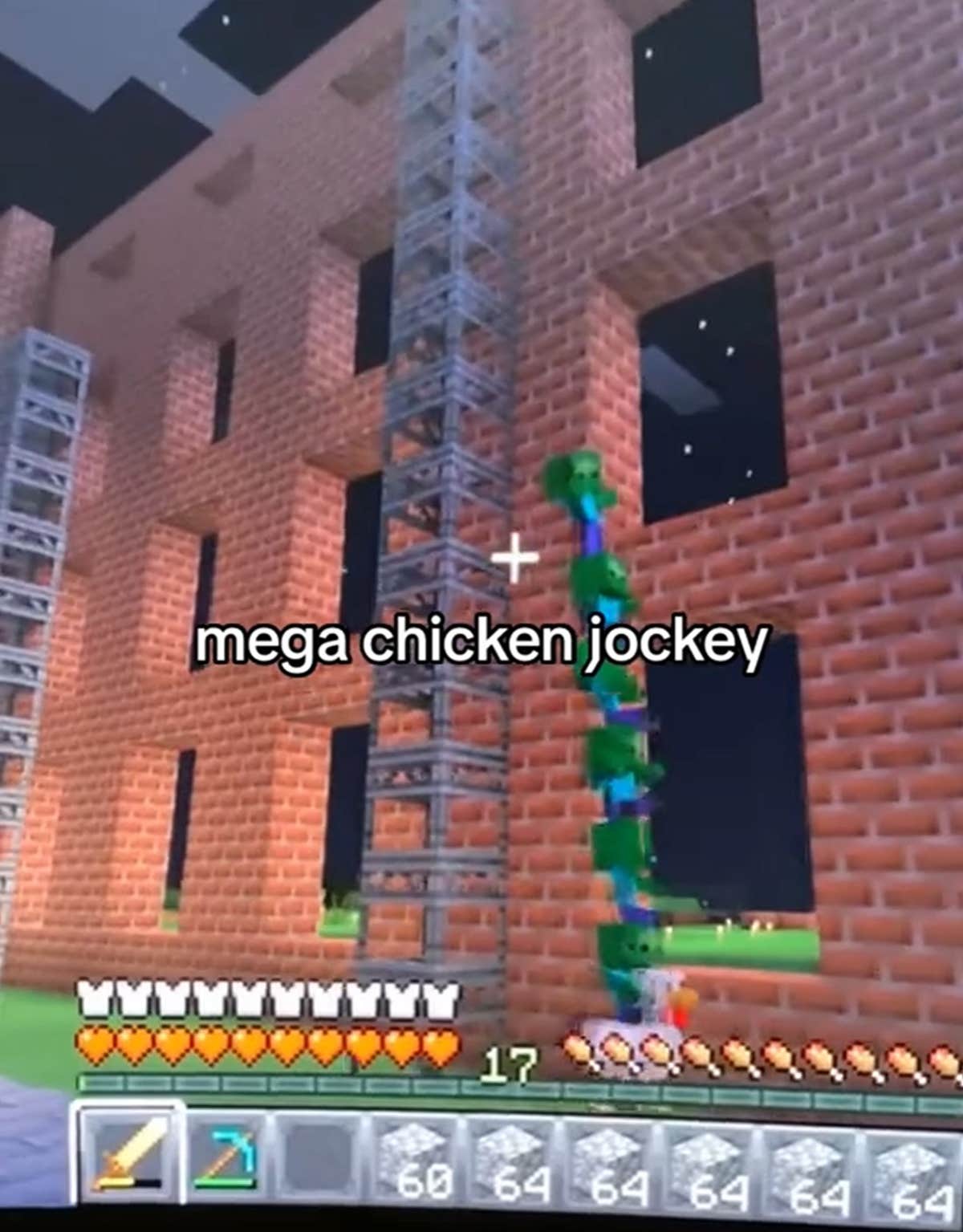 What is the Chicken Jockey meme from 'A Minecraft Movie'