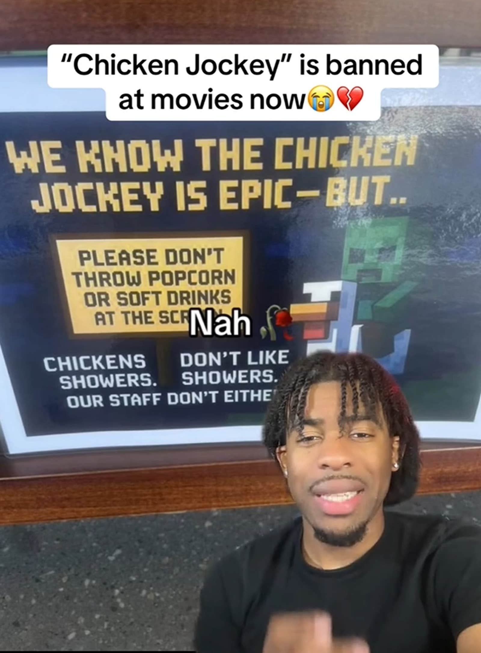 What is the Chicken Jockey meme from 'A Minecraft Movie'
