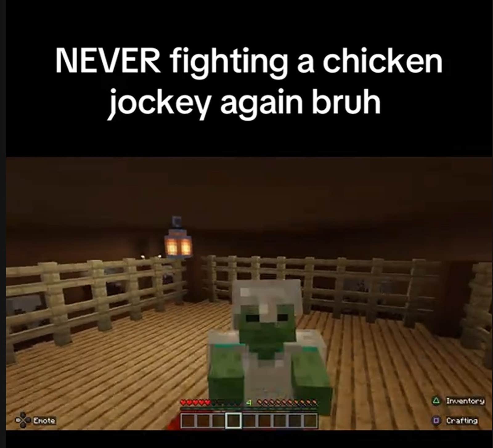 What is the Chicken Jockey meme from 'A Minecraft Movie'