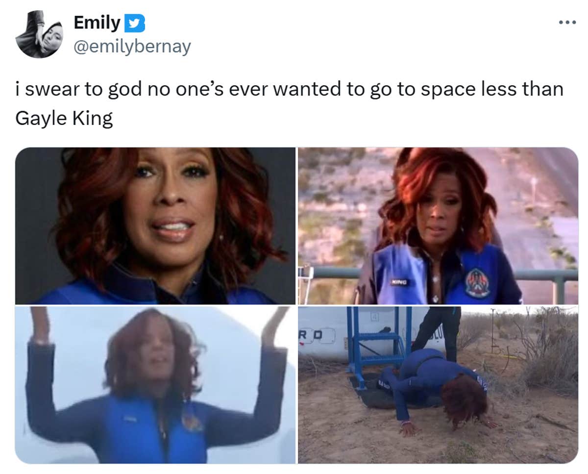 Gayle King's disturbed expression before going to space is an instant meme