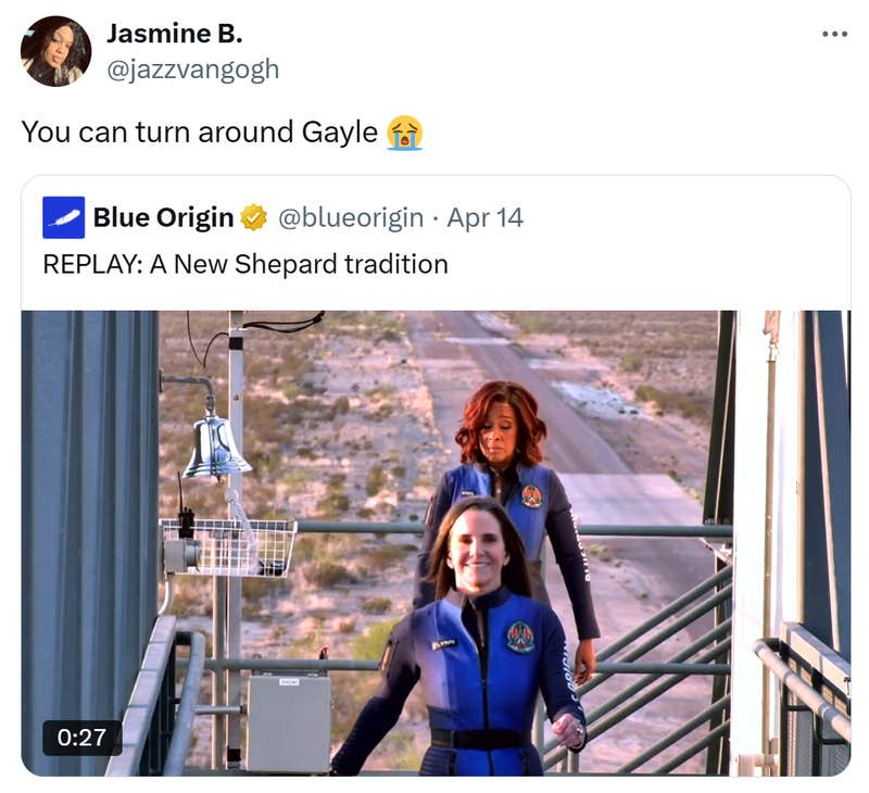 Gayle King's disturbed expression before going to space is an instant meme