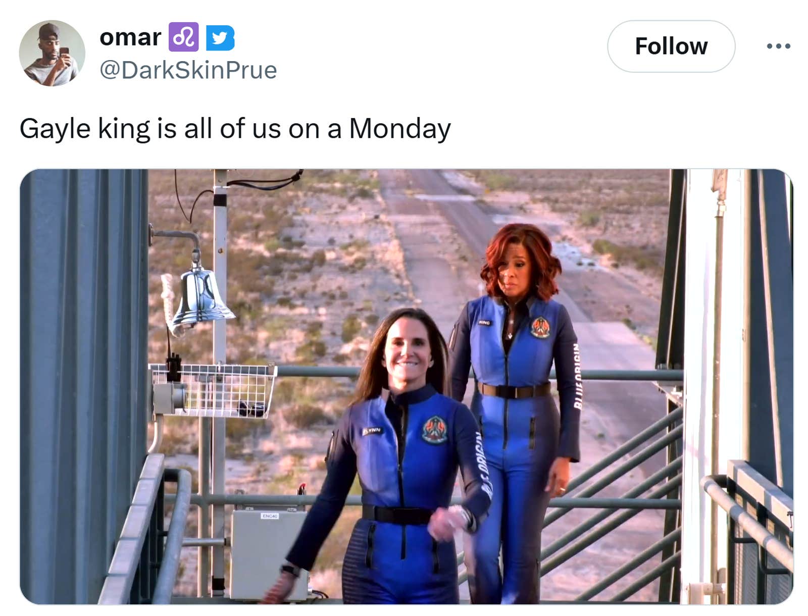Gayle King's disturbed expression before going to space is an instant meme