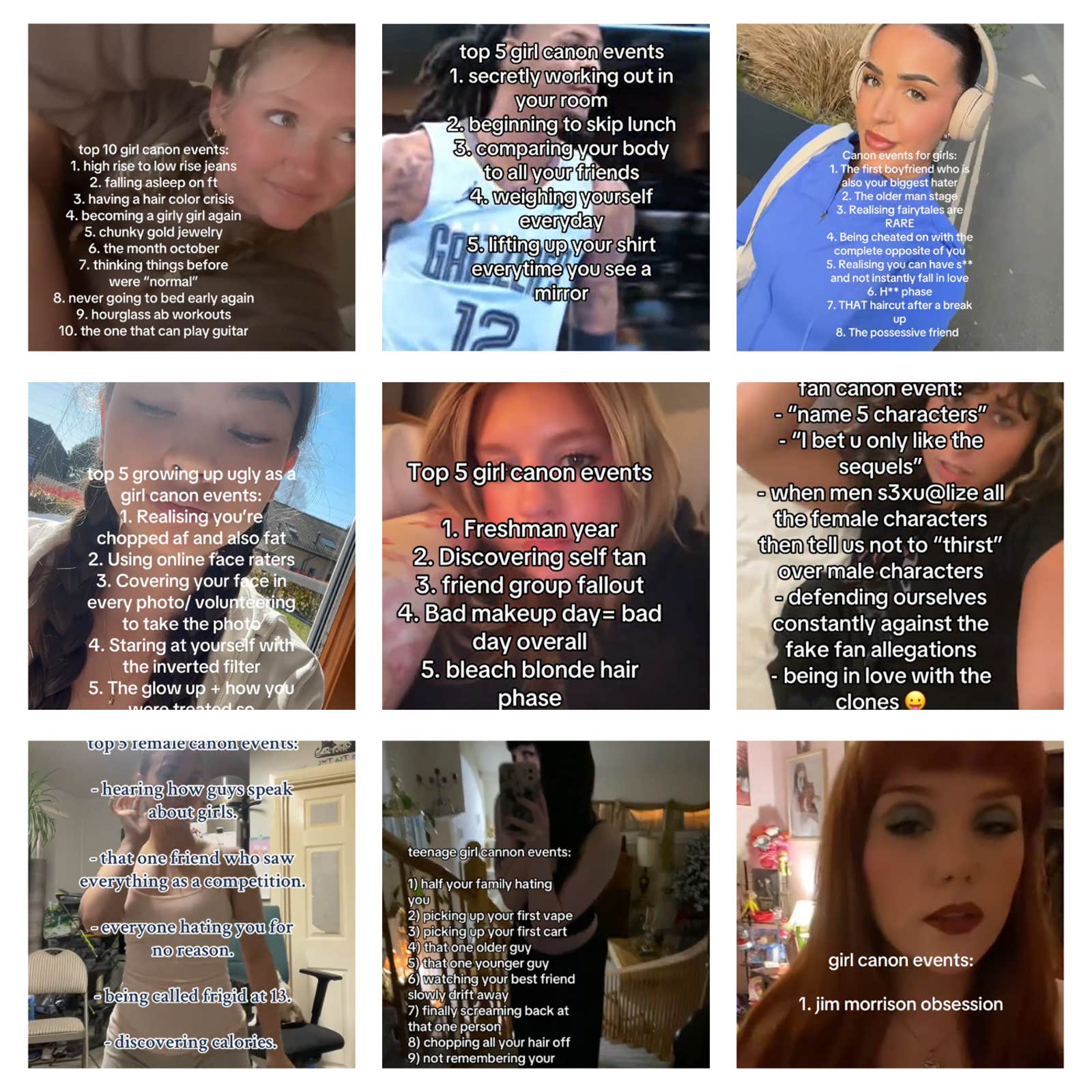 The girlies are sharing their 'Girl Canon Events'—26 moments