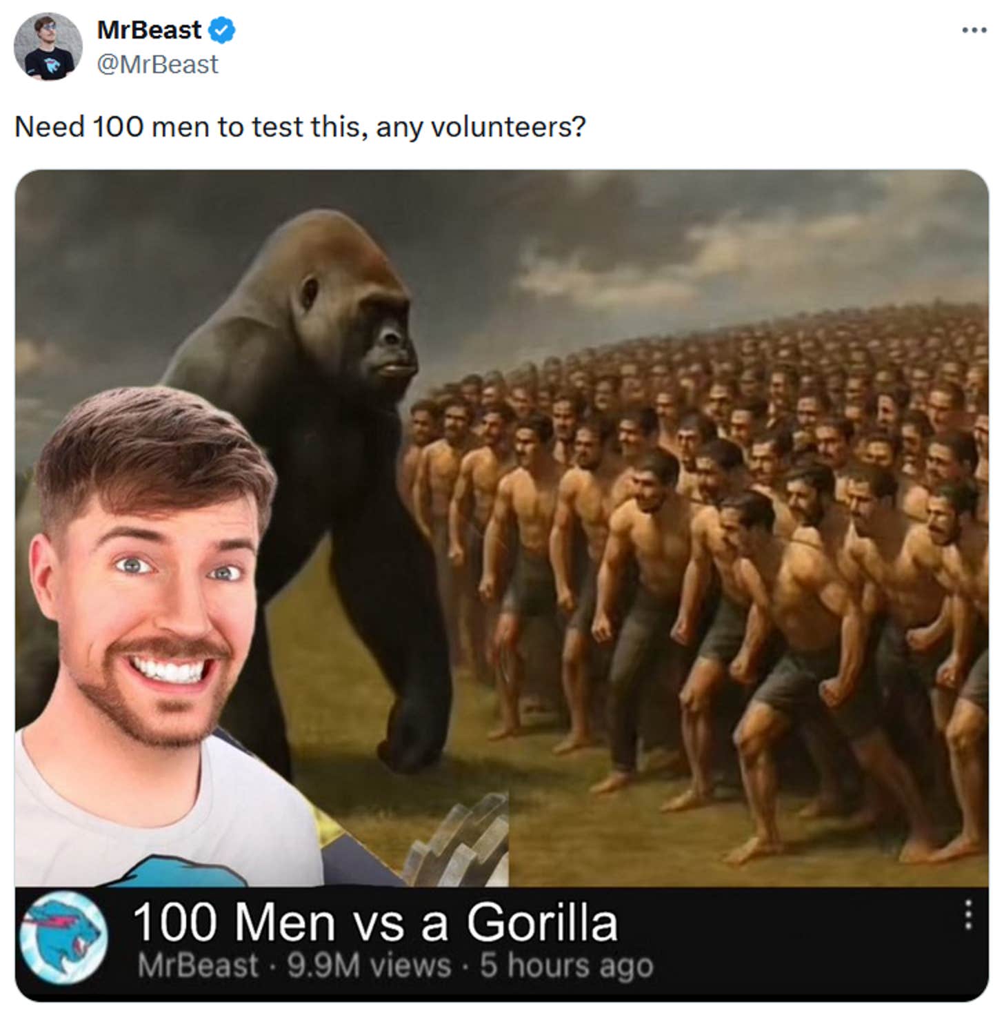 Could 100 men beat a gorilla? The viral tweet that sparked a meme war