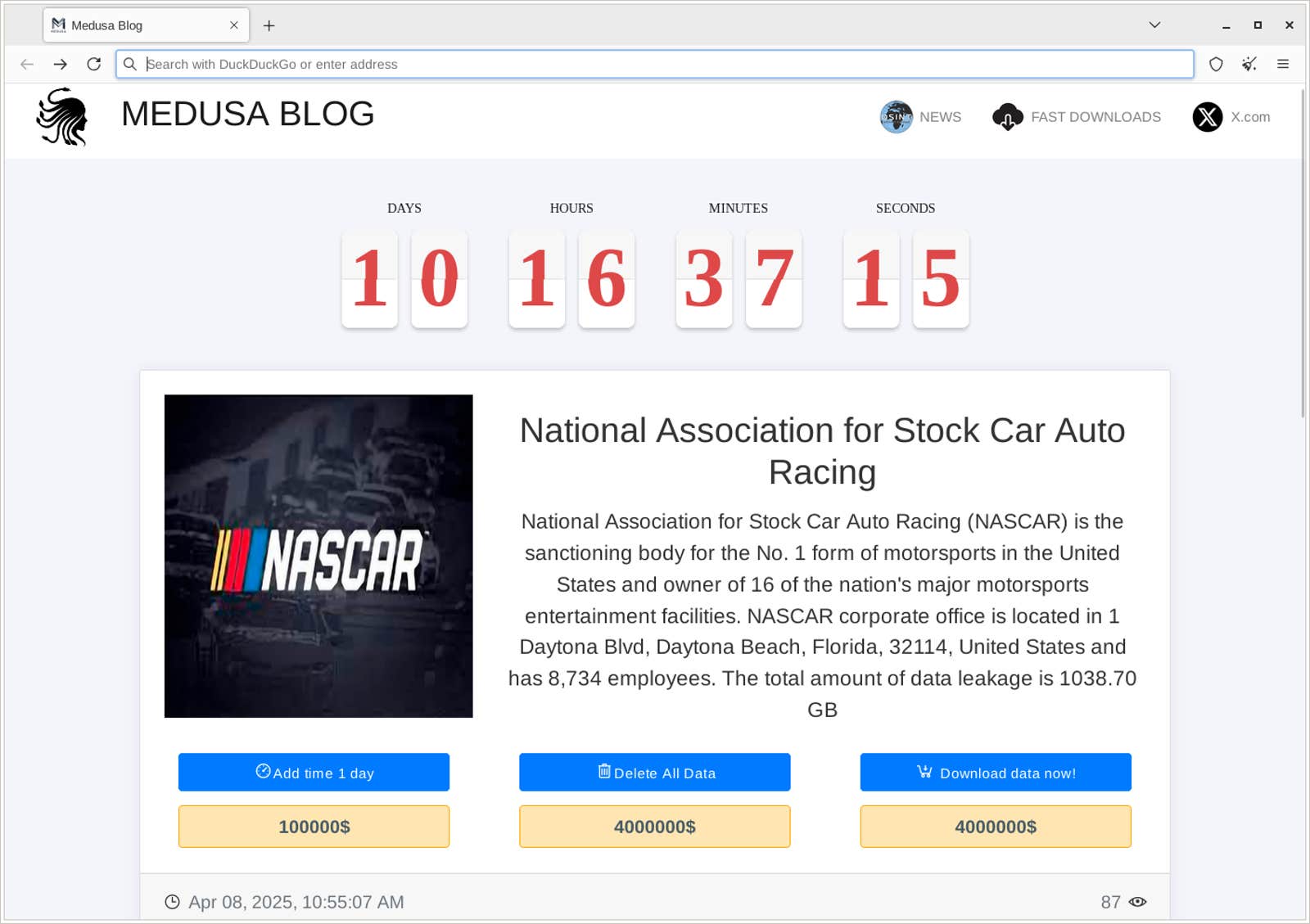 Ransomware Gang Claims Hack Of NASCAR