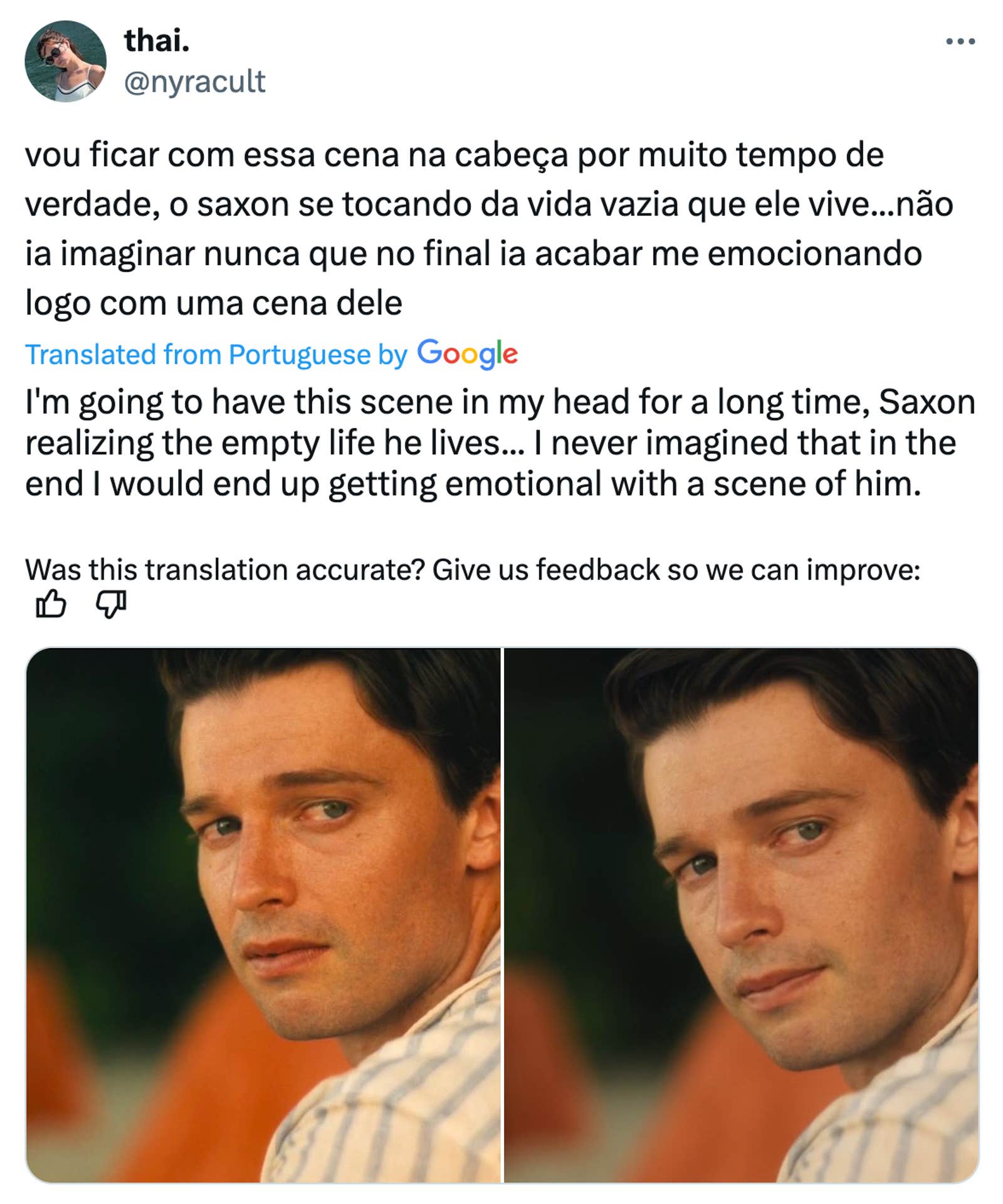 The 'White Lotus' Saxon crying meme is shorthand for painful yearning