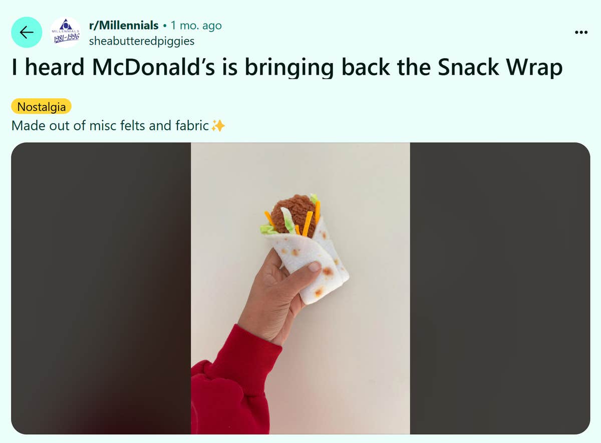 The McDonald's Snack Wrap is coming back...recession indicator?