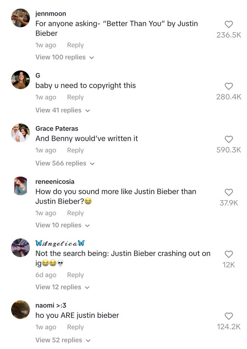 Fake Justin Bieber song about Selena and Benny goes TikTok viral