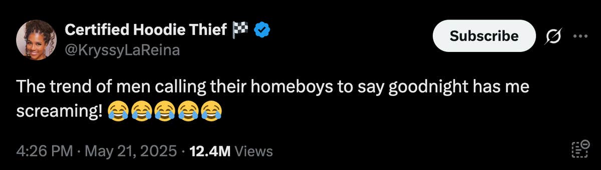 Men calling their homeboys to say 'goodnight' is the funniest trend on ...