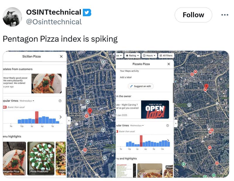 Pentagon Pizza Theory trends after israel’s iran strike—coincidence or signal?