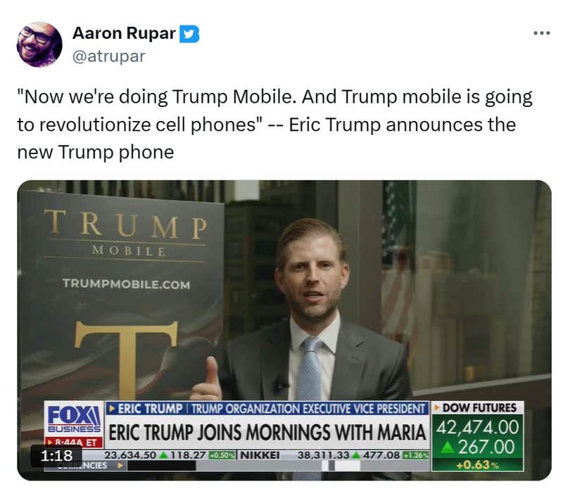 Critics blast Trump phone rollout after Eric Trump said they'll be ...