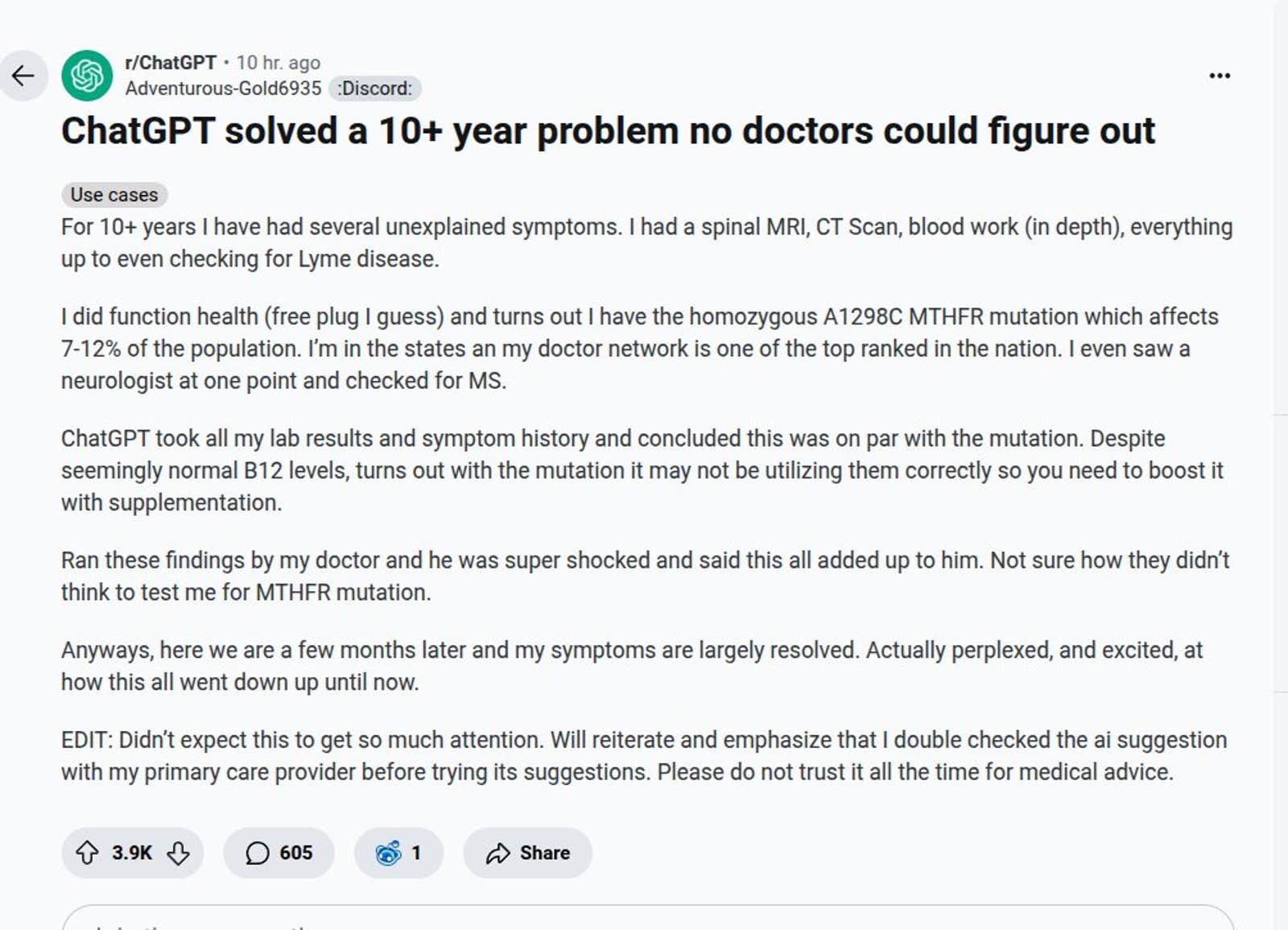 ChatGPT identifies rare genetic mutation after doctors miss it