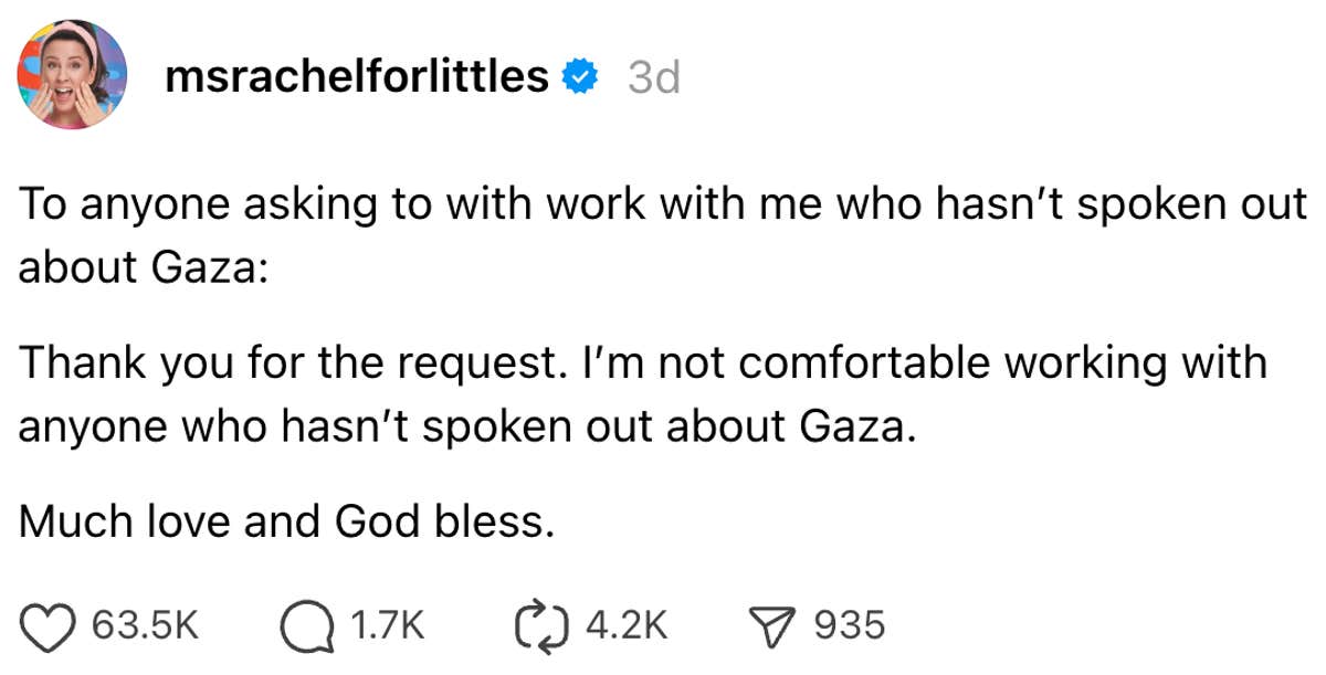 Ms. Rachel Advises Celebrities To Speak Up About the War in Gaza