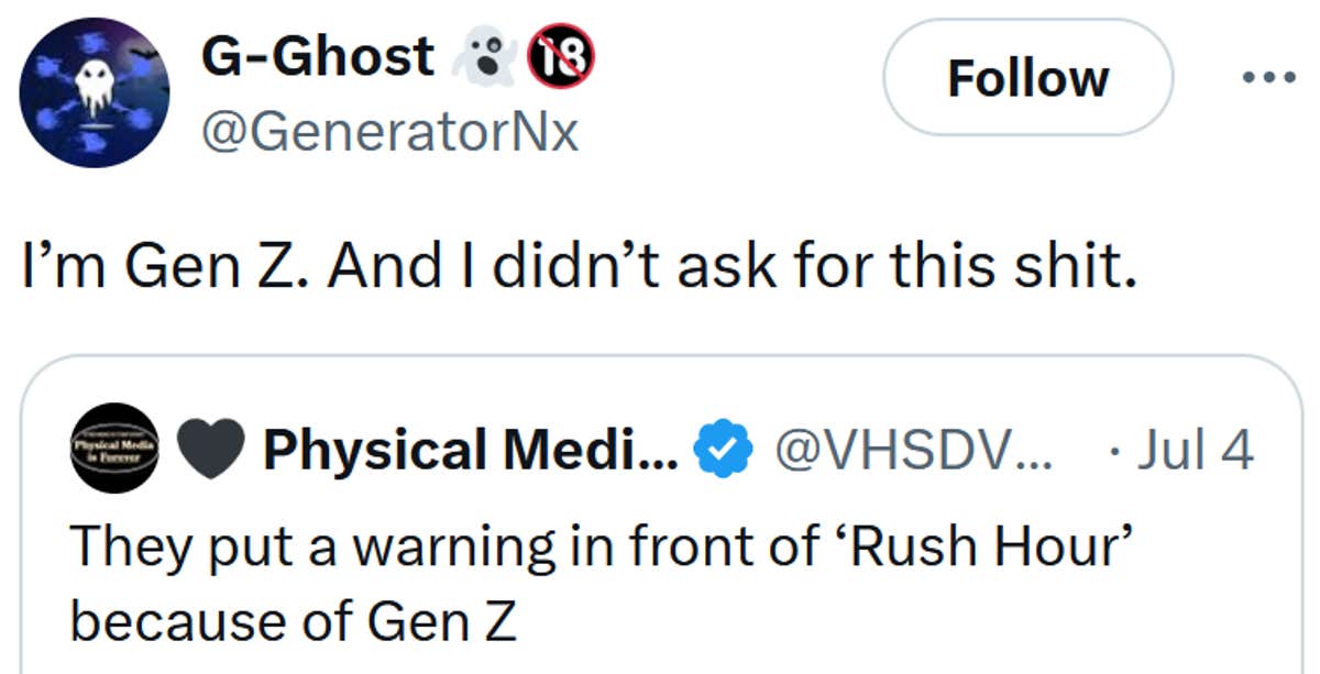 Gen Z is getting blamed for "Rush Hour" content warning