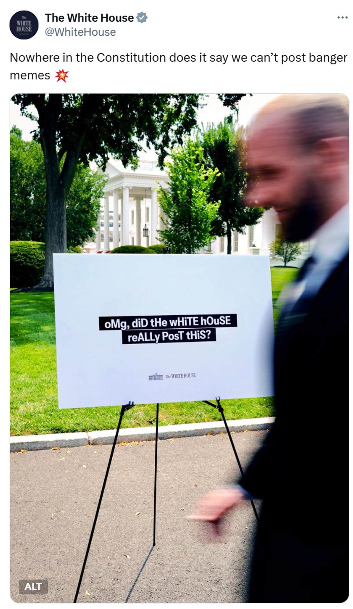 White House claims they post "banger memes," internet disagrees