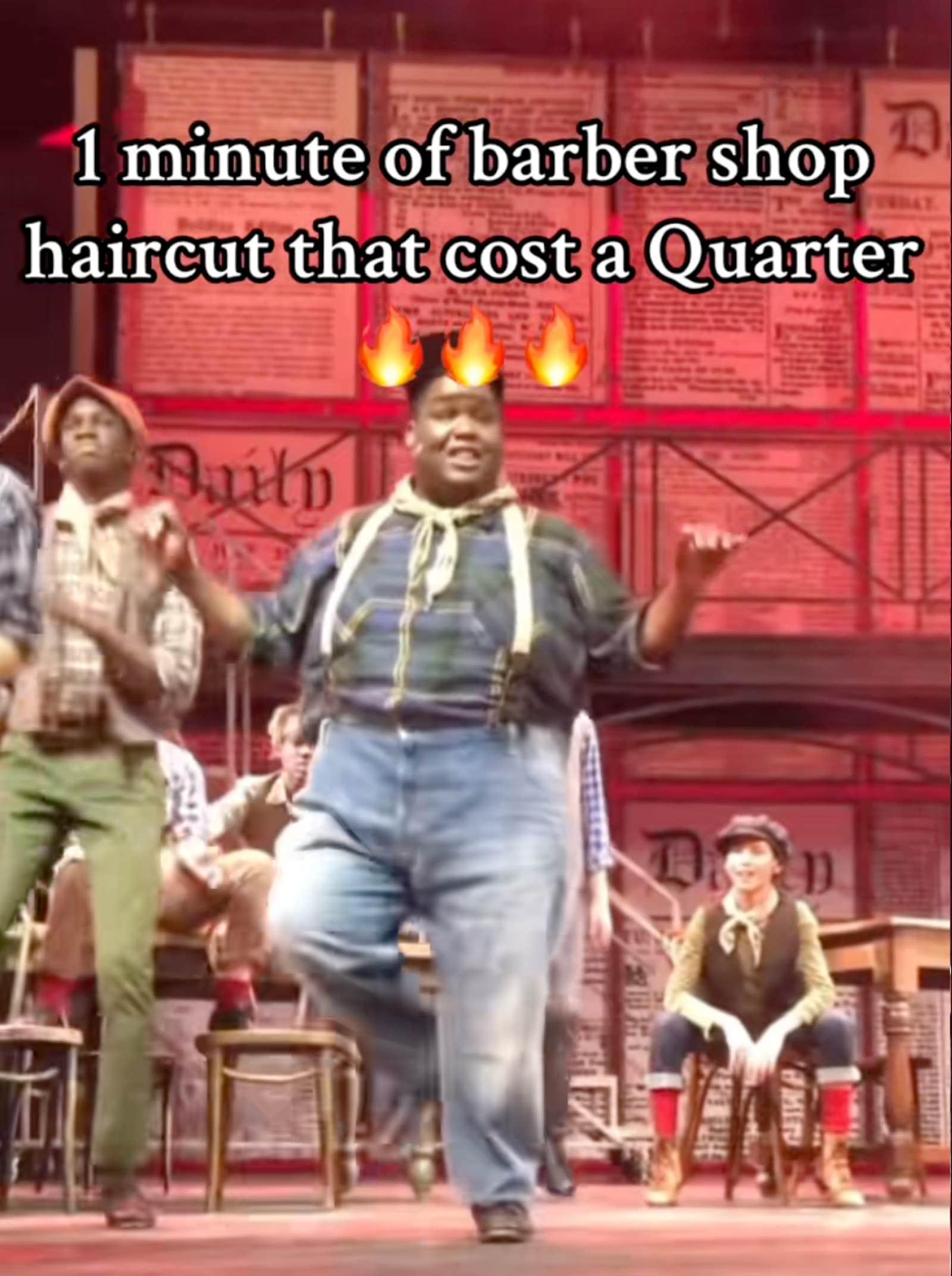 The "barbershop haircut that costs a quarter" meme from "Newsies" is ...