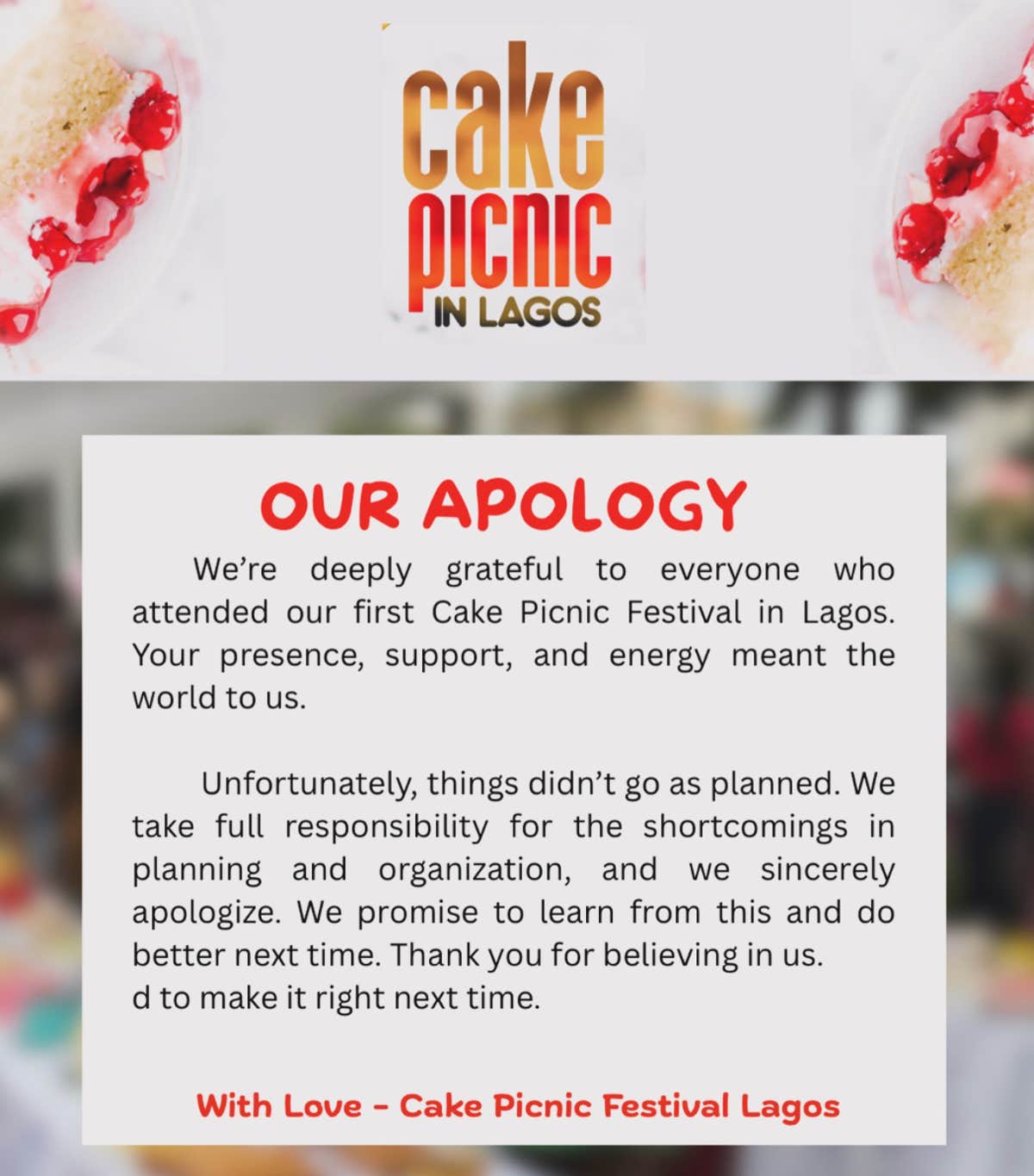 Lagos’ First Cake Picnic Descends Into Chaos