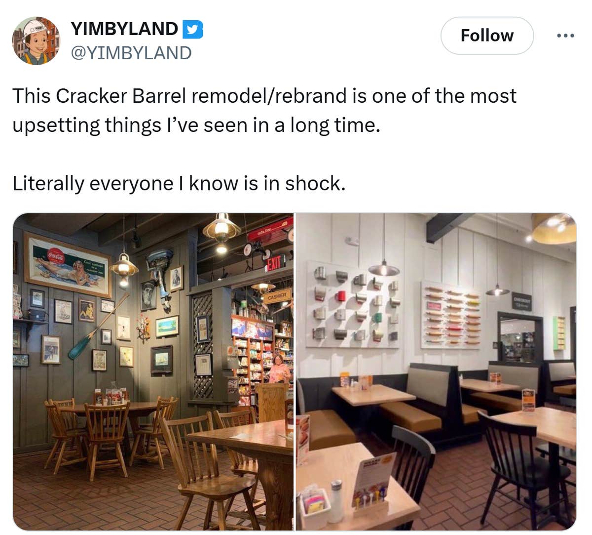 MAGA is crashing out over Cracker Barrel's "woke" rebrand