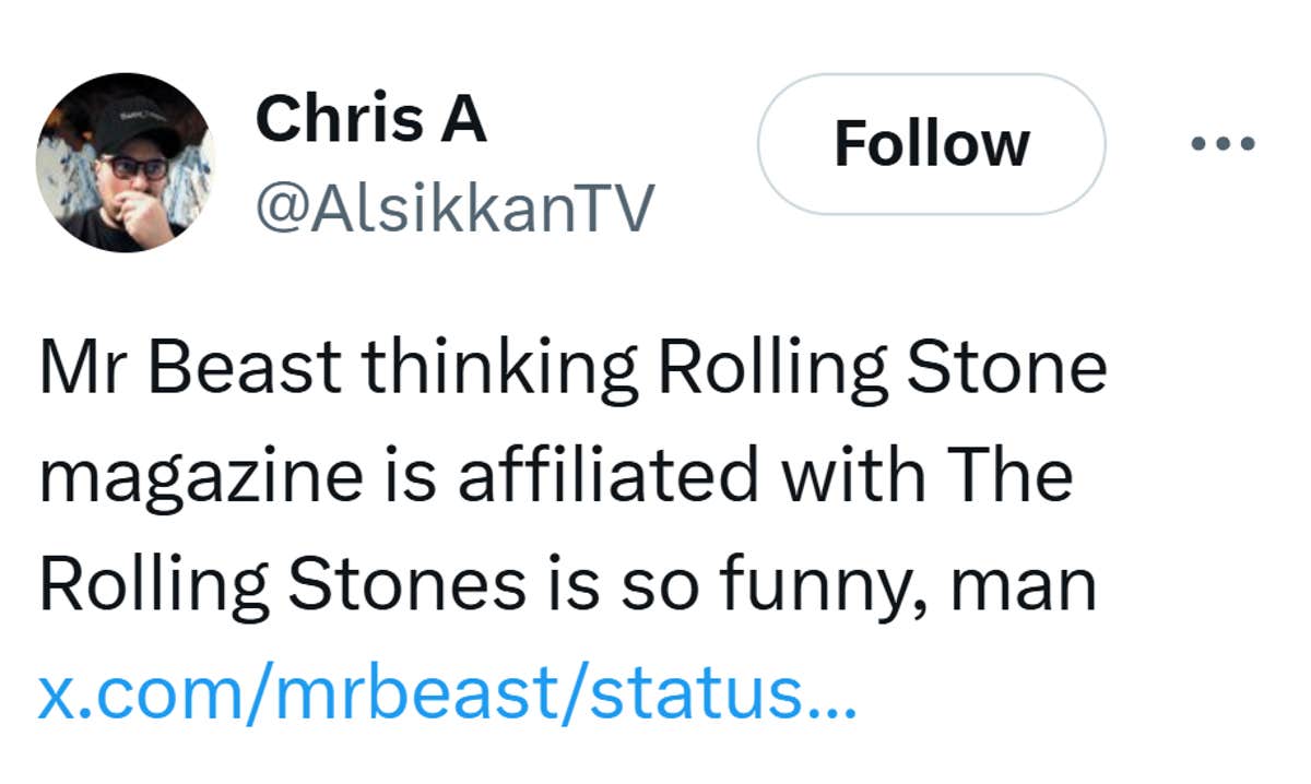 MrBeast Mocked For Thin Skin, Confusing Rolling Stone