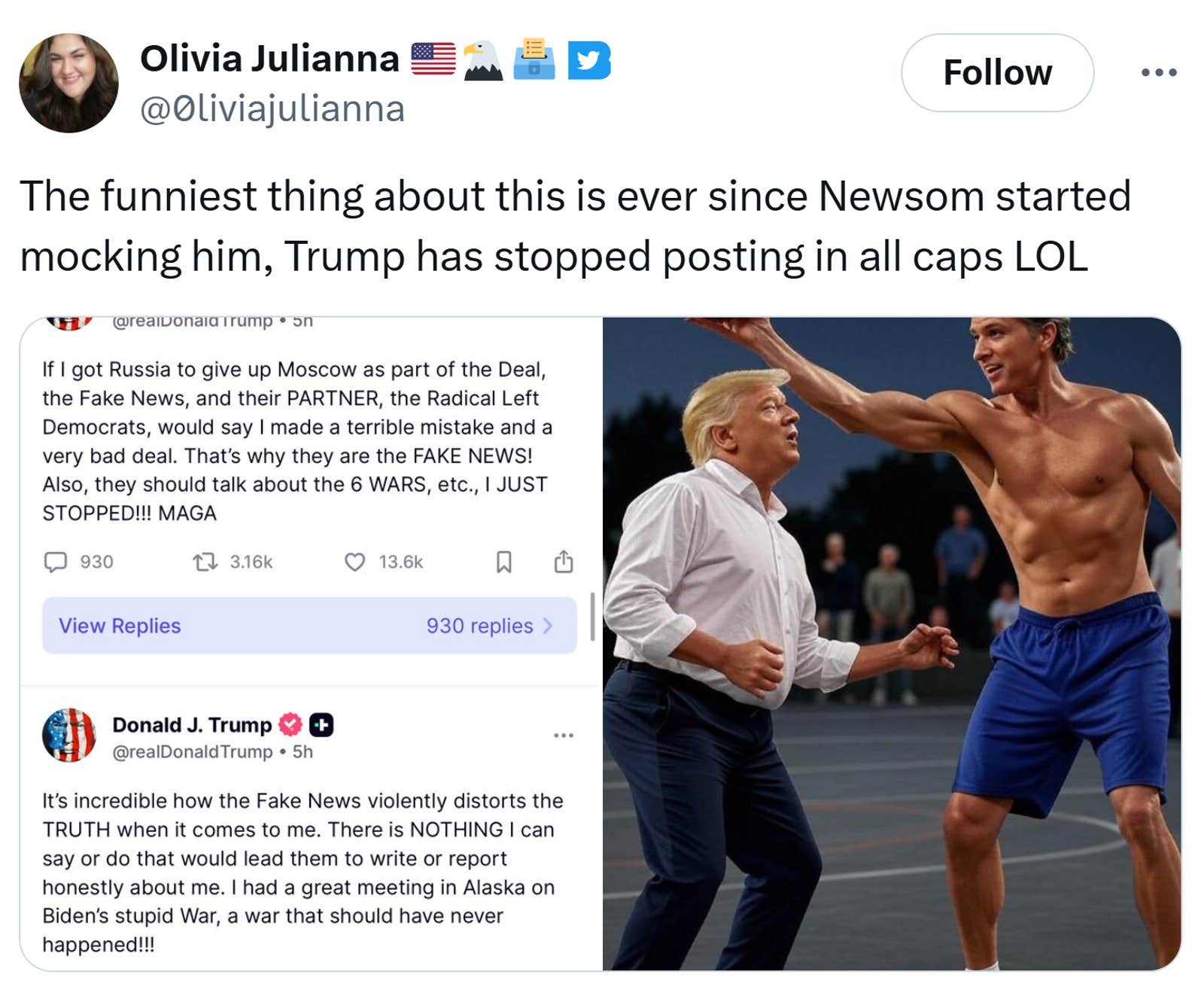 Trump suddenly stops all-caps posts after Gavin Newsom's trolling
