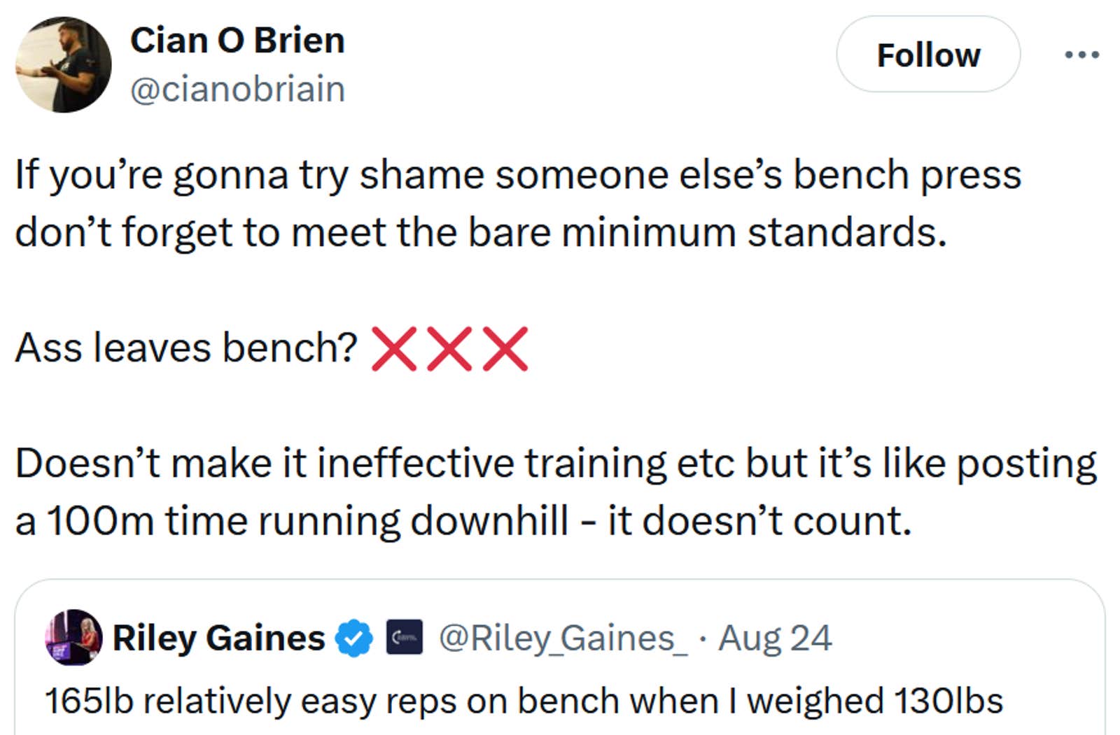 Riley Gaines tries to flex on Zohran Mamdani by benching more than him