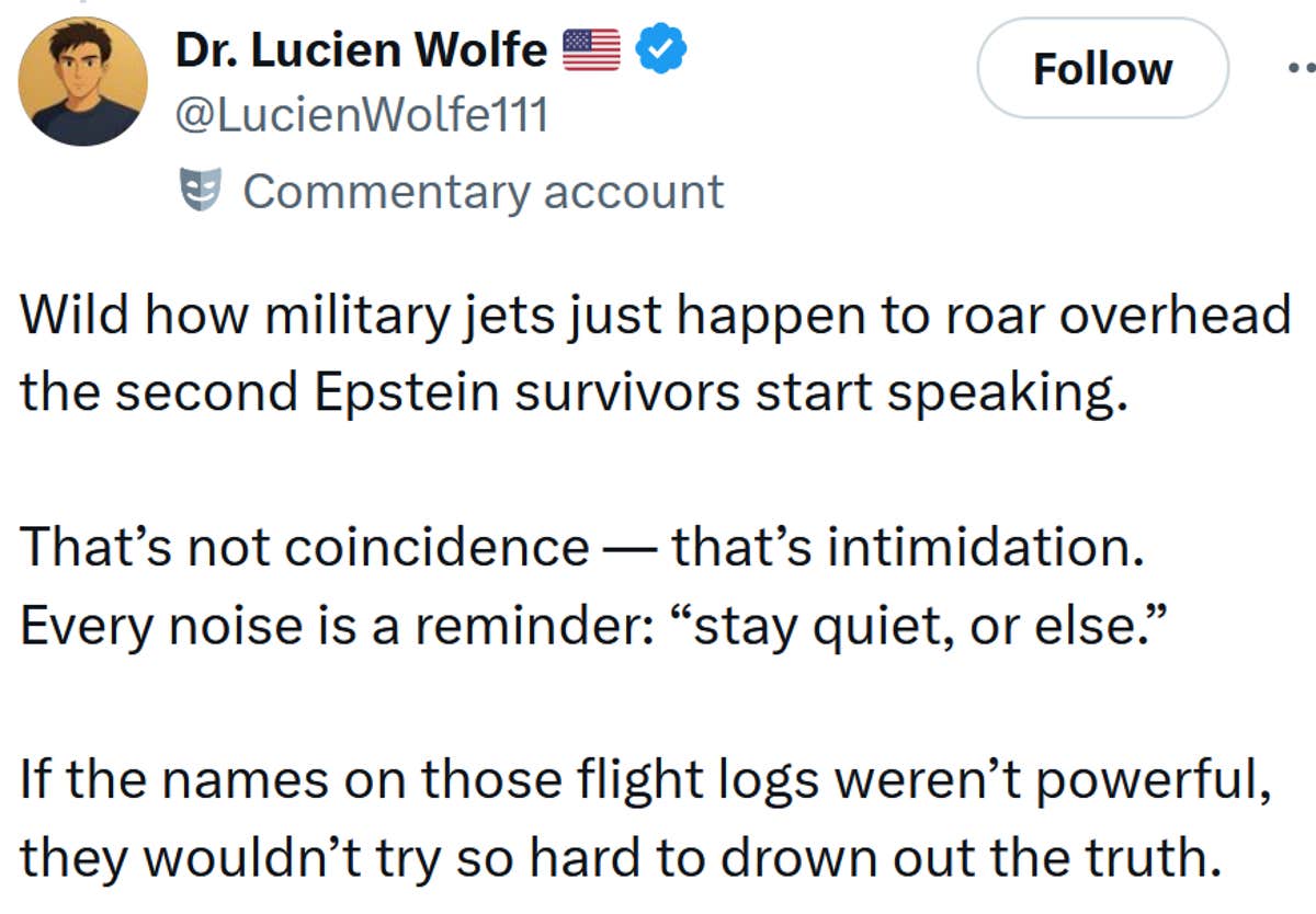 Epstein survivors’ press conference interrupted by Trump’s military flyover