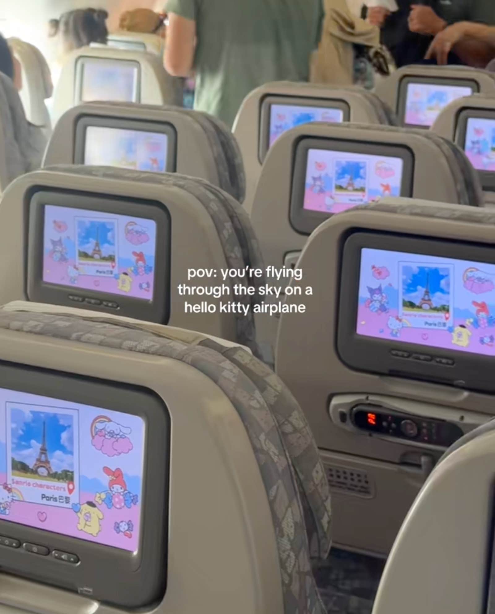 Traveler shares her POV on a Hello Kitty airplane in Japan