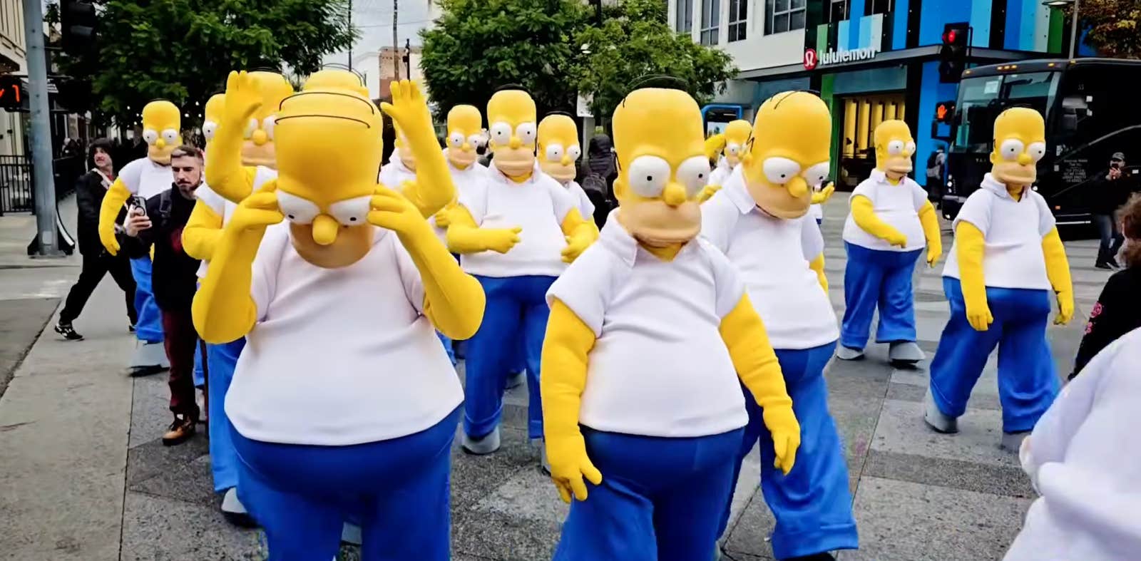 Why a whole bus of Homer Simpsons rolled up on Santa Monica