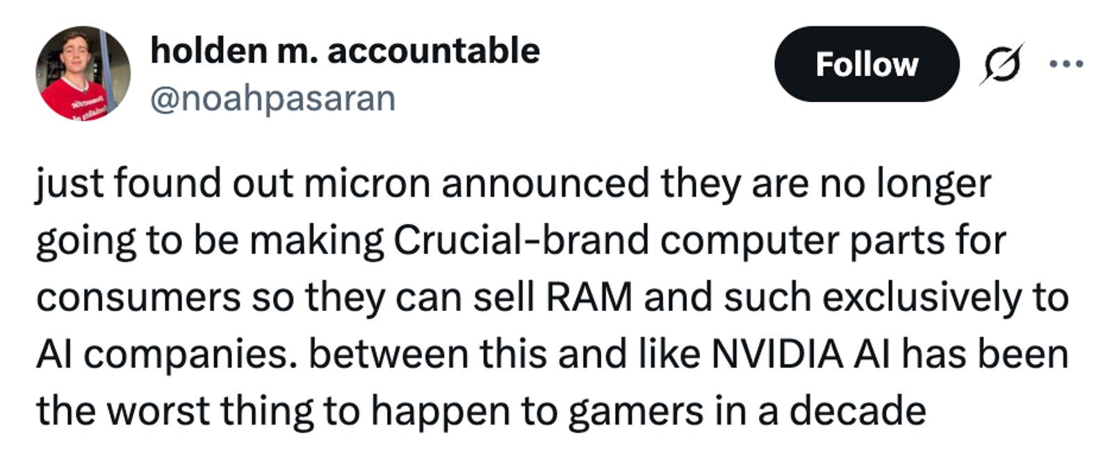 Gamers react to potential RAM shortage after Mircon changes