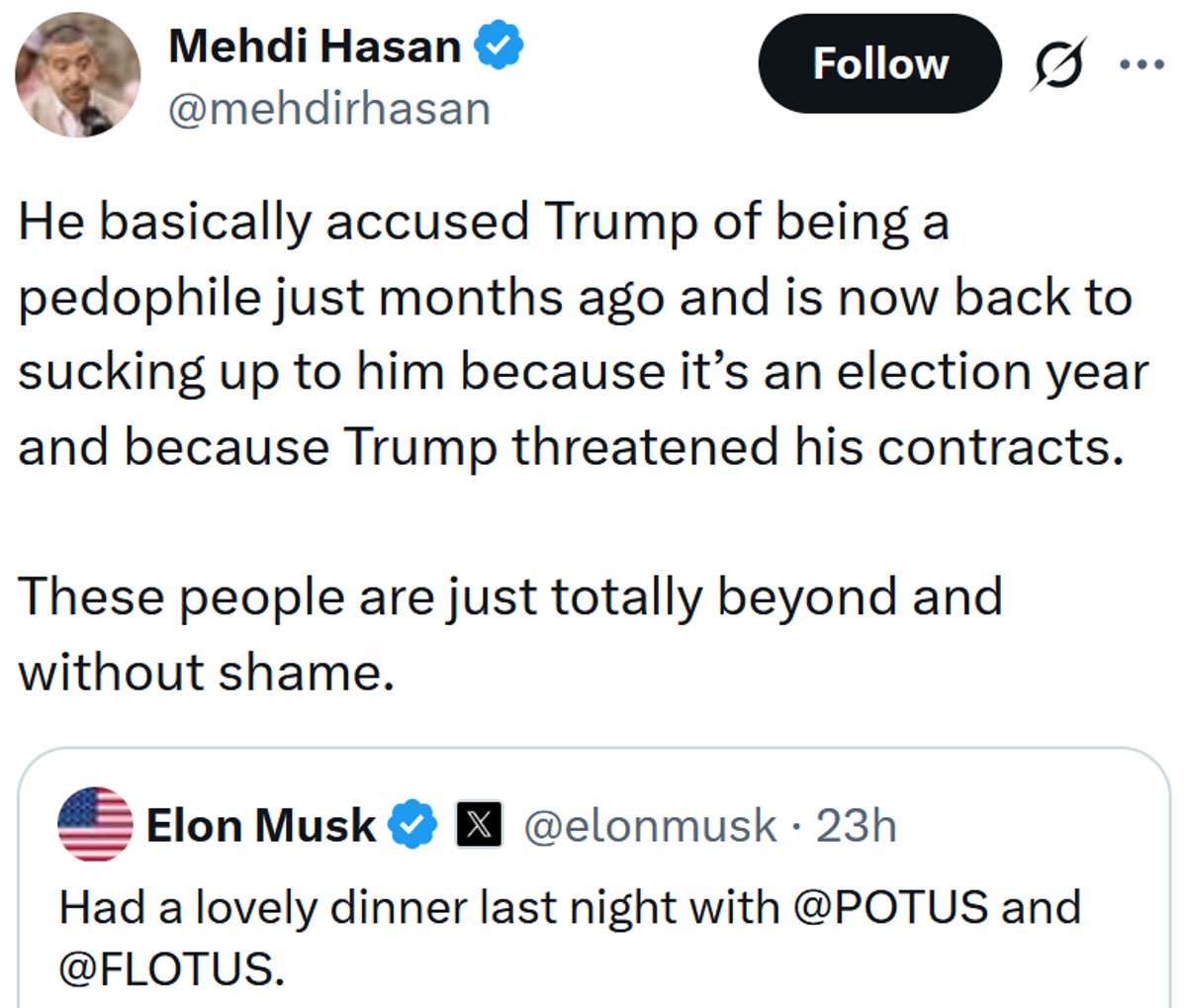 Elon Musk bragged about dining with Trump and everyone immediately ...