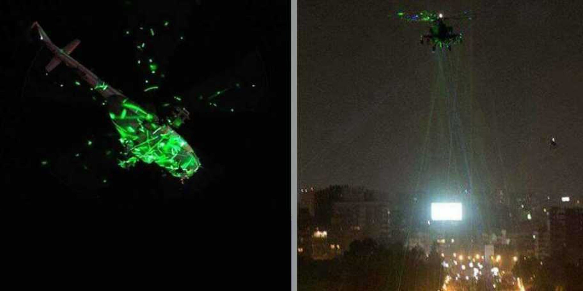 Watch Egyptians' laser attack on a military helicopter