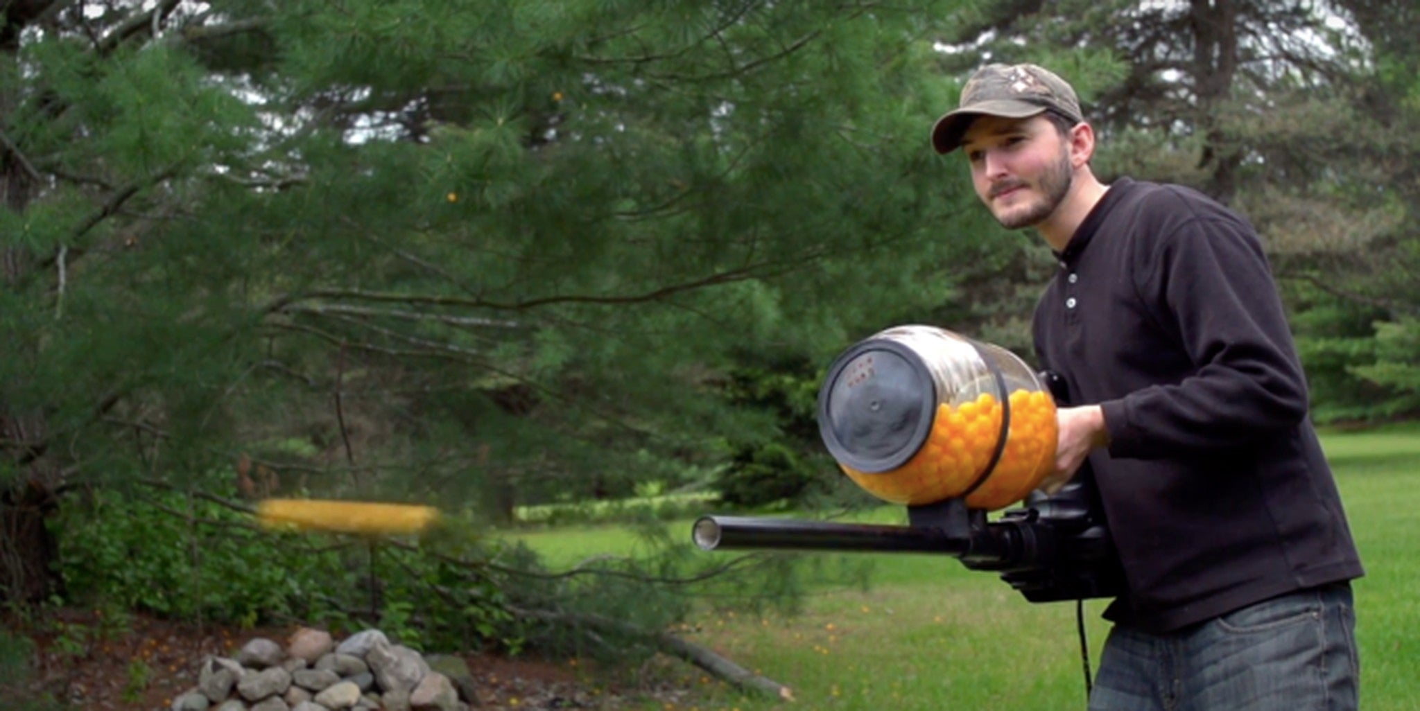 Dude builds a cheese ball machine gun, and so can you