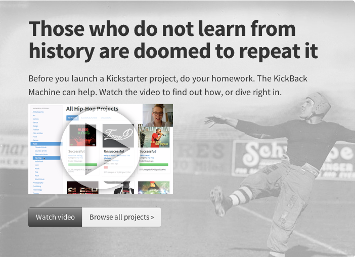 Kickback Machine keeps track of past Kickstarter campaigns