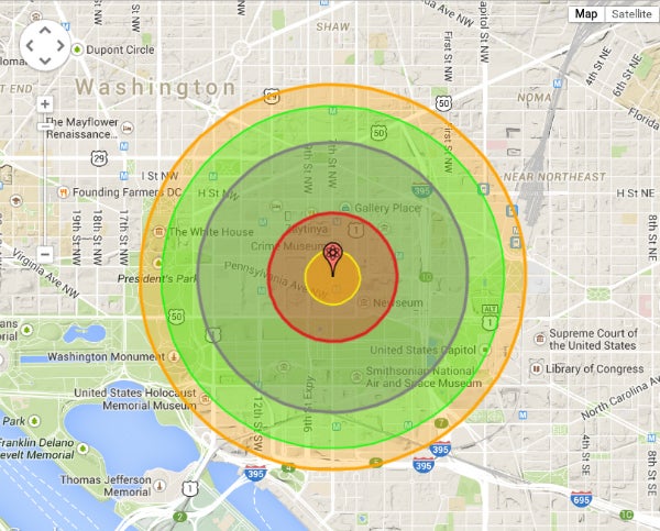 Nukemap uses blast radiuses to send us a wakeup call