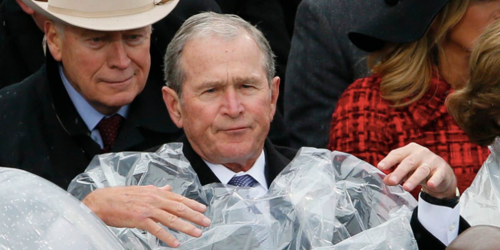 George W. Bush Battled a Poncho at Trump Inauguration, and The Poncho Won
