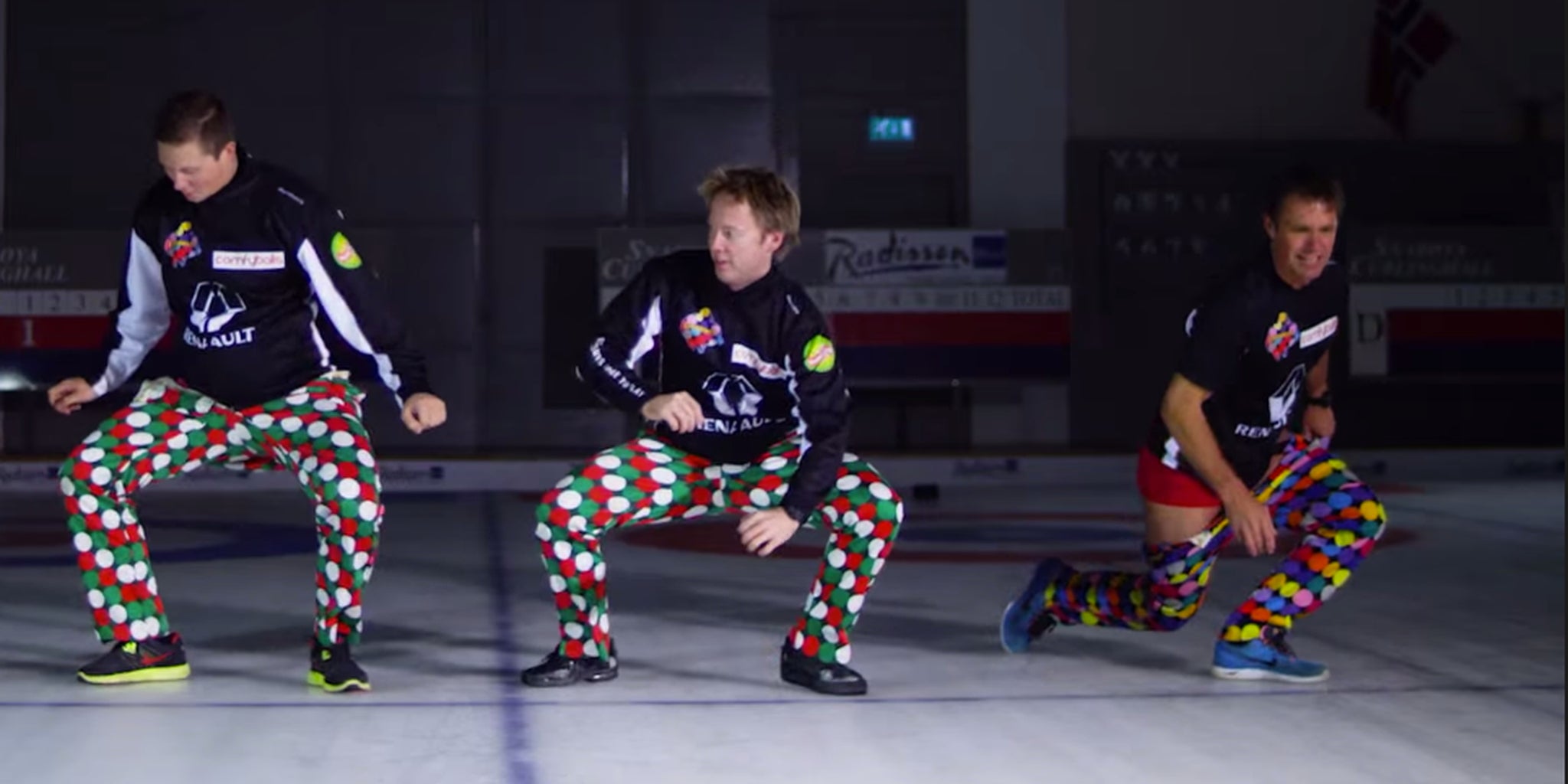 Norwegian curling team invents a new way to put on pants