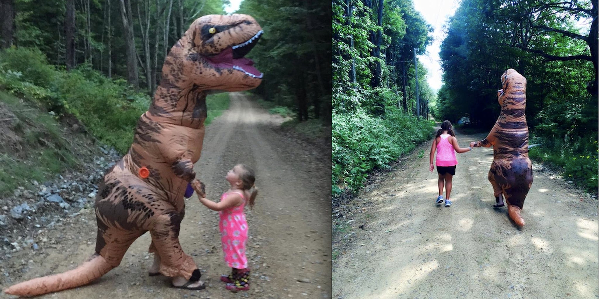 Pickles the inflatable T-rex tears it up in a dance studio